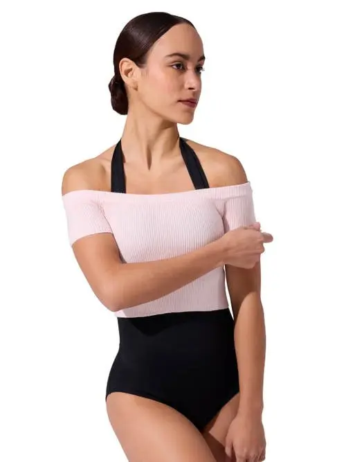 CAPEZIO Ribbed Knit Cropped Sweater - Pink