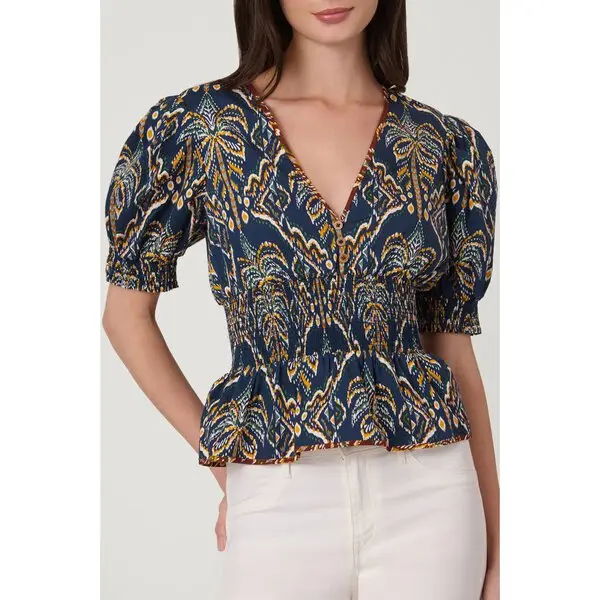 Shoshanna Balinese Palm Print Jocelyn Top