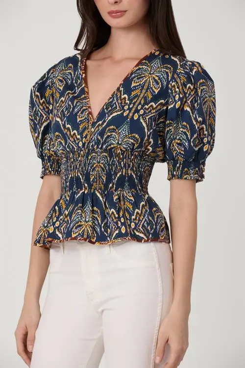 Shoshanna Balinese Palm Print Jocelyn Top