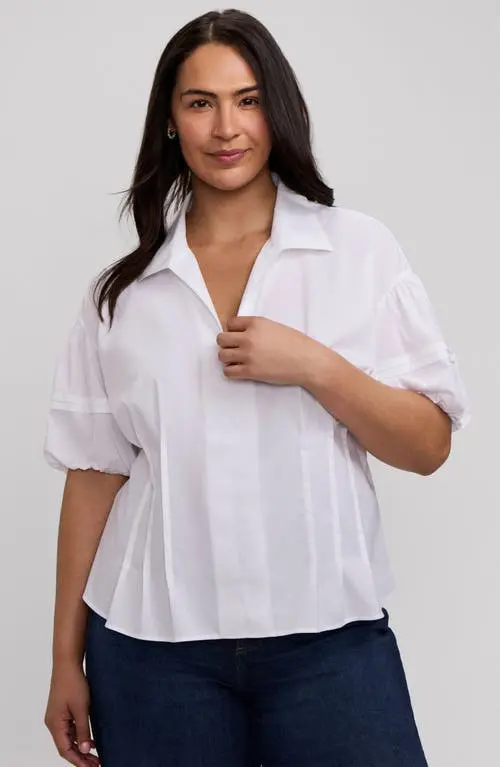 Foxcroft Lucia Puff Sleeve Popover Shirt