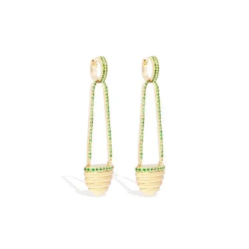 CAMPBELL + CHARLOTTE Found Cap Chandelier Earring - Tsavorite-gold