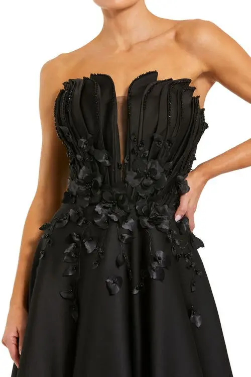Mac Duggal Strapless Floral Embellished Ballgown
