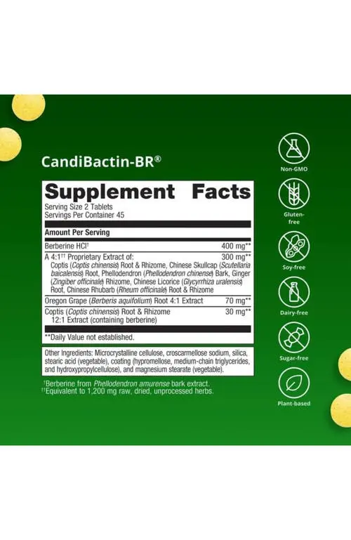 METAGENICS Candibactin Br Concentrated Berberine Intestinal Support Supplement 90 Tablets