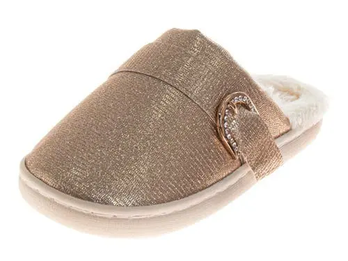 Badgley Mischka Ladies Ballerina Slippers With Bow Detailing - Gold