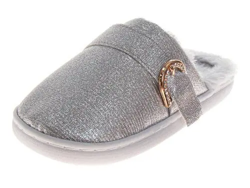 Badgley Mischka Ladies Ballerina Slippers - Silver