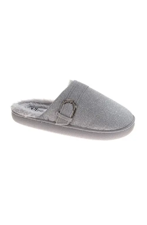 Badgley Mischka Ladies Ballerina Slippers With Bow Detailing - Silver