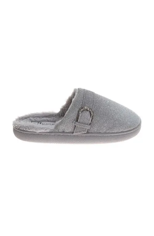 Badgley Mischka Ladies Ballerina Slippers With Bow Detailing - Silver