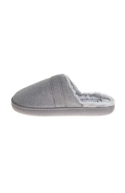 Badgley Mischka Ladies Ballerina Slippers With Bow Detailing - Silver