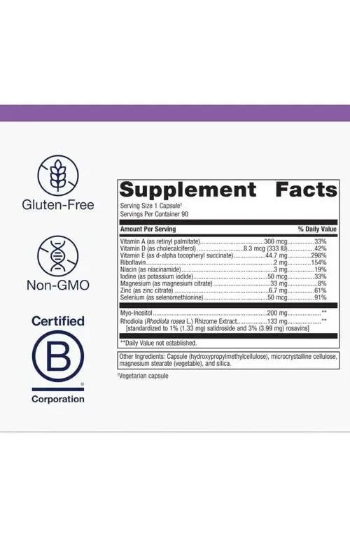 METAGENICS Thyrosol Thyroid Support Supplement With Zinc Selenium And Rhodiola 90 Capsules
