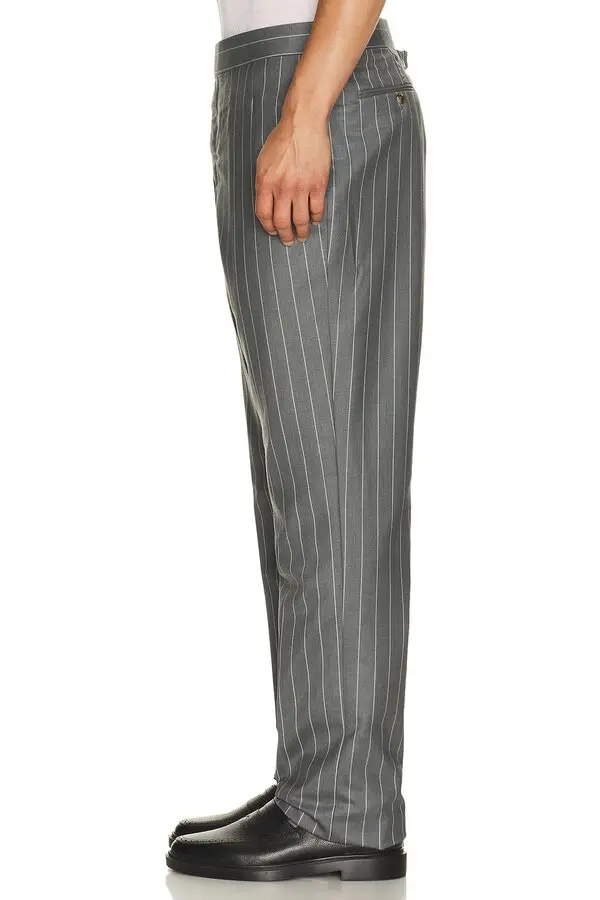 Thom Browne Fit Backstrap Wool Flannel Chalk Stripe Trouser