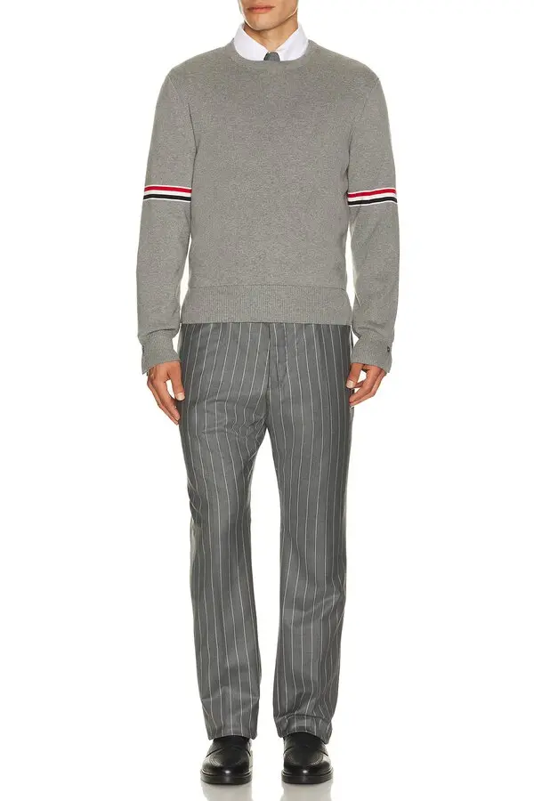 Thom Browne Fit Backstrap Wool Flannel Chalk Stripe Trouser
