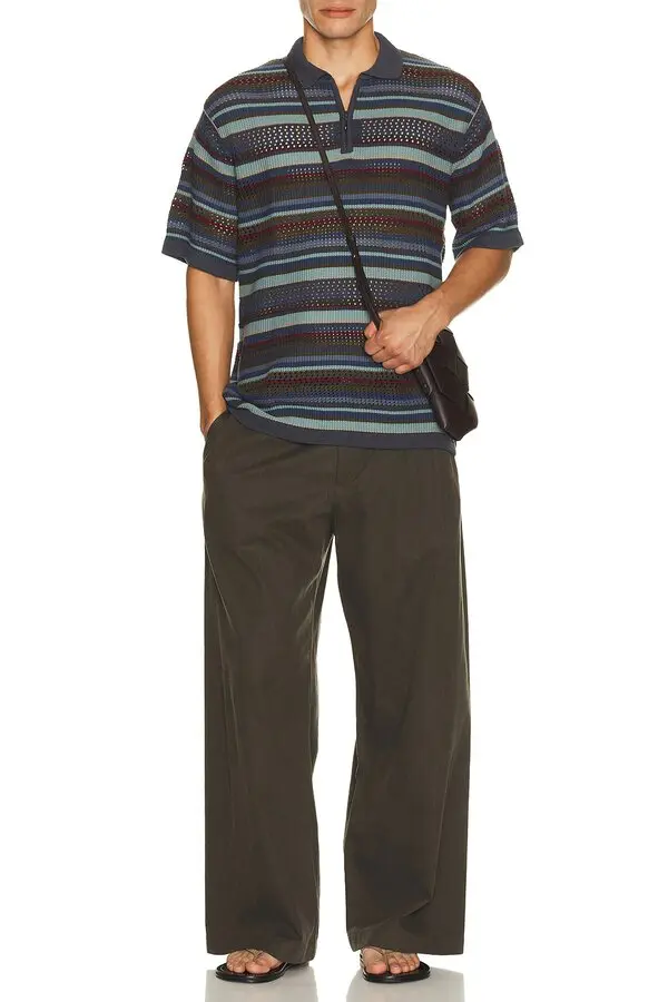THISISNEVERTHAT Striped Knit Polo In Blue
