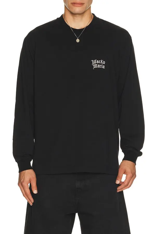 WACKO MARIA Washed Heavy Weight Crew Neck Long Sleeve T-shirt Type 4 - Black