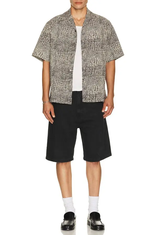 WACKO MARIA Wolf's Head 50's Short Sleeve Shirt Type 3 In Brown