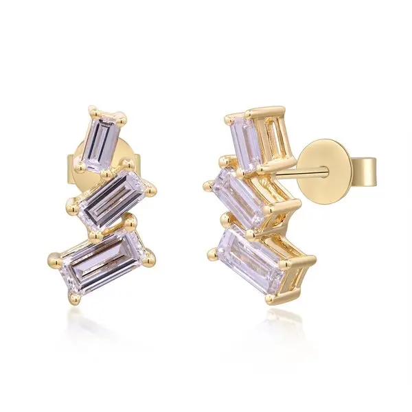 MYGEMMA 1.48 Ctw Lab-grown Diamond Baguette Earrings In Yellow Gold - Yellow_gold