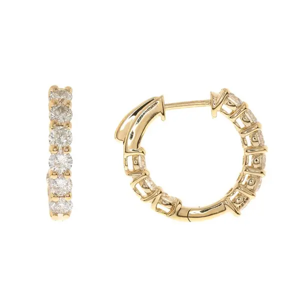 MYGEMMA 2.13 Ctw Lab-grown Diamond Hoop Earrings In Yellow Gold