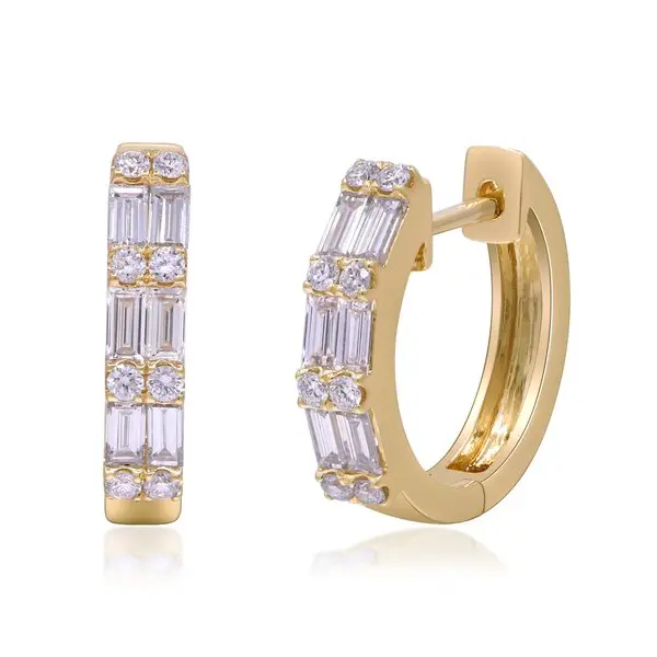 MYGEMMA 0.76 Ctw Lab-grown Diamond Hoop Earrings In Yellow Gold