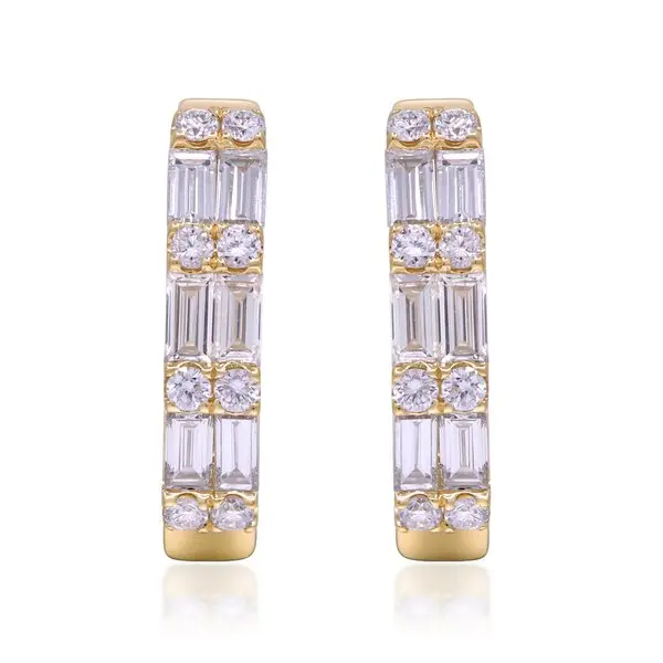 MYGEMMA 0.76 Ctw Lab-grown Diamond Hoop Earrings In Yellow Gold
