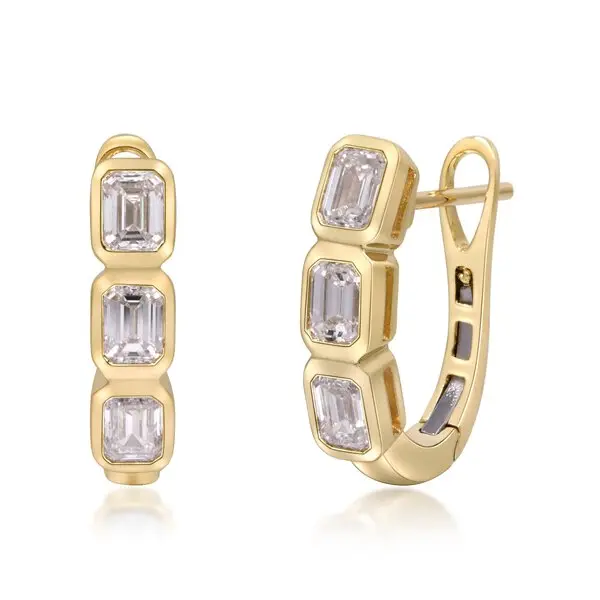 MYGEMMA 1.43 Ctw Lab-grown Diamond Emerald Hoop Earrings In Yellow Gold - Yellow_gold