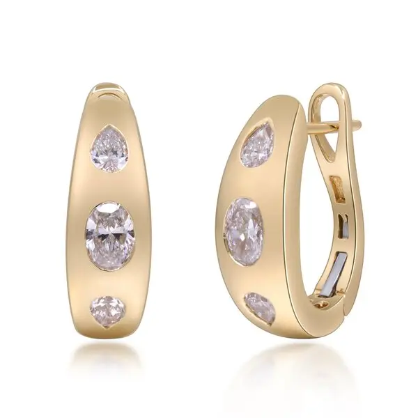 MYGEMMA 1.15 Ctw Lab-grown Diamond Yellow Gold Hoop Earrings