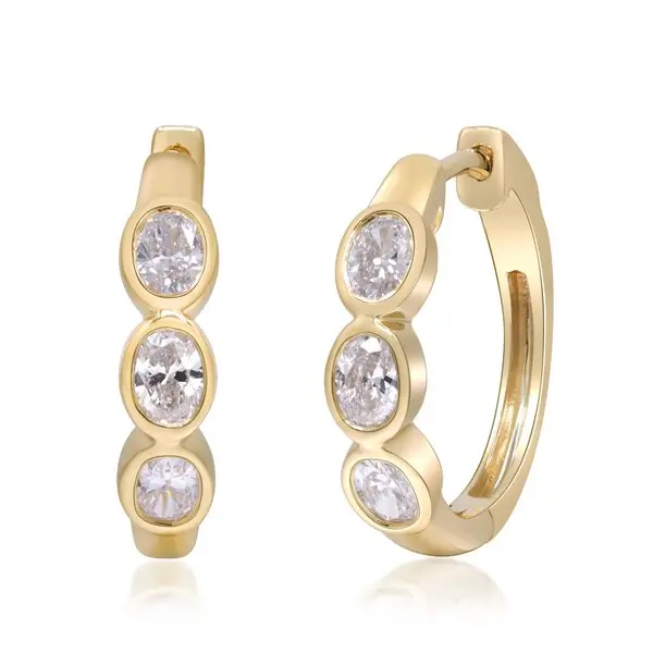 MYGEMMA 14k Yellow Gold Oval Lab-grown Diamond Hoop Earrings - Yellow_gold