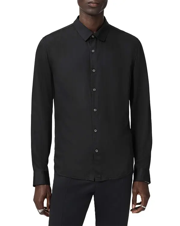 John Varvatos Ross Long Sleeve Button Front Shirt - Black
