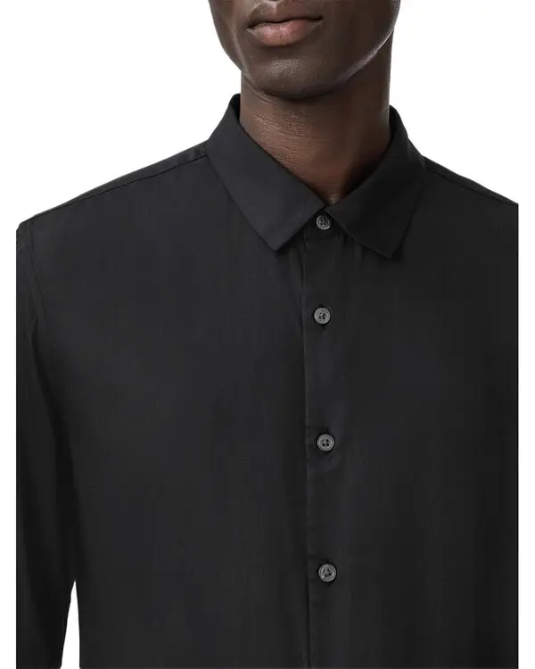 John Varvatos Ross Long Sleeve Button Front Shirt - Black