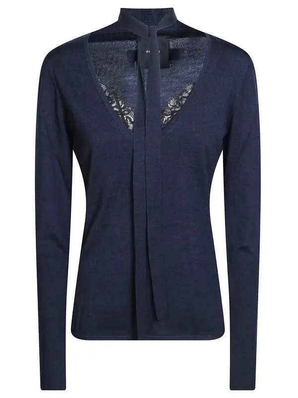 Pinko Lingerie-inspired Lightweight Wool Sweater - Blu