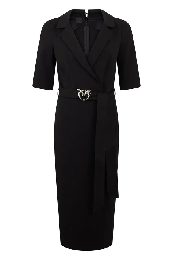 Pinko Fitted Lapel-collar Dress With Thin Belt