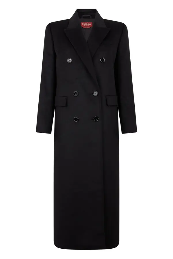 Max Mara Double-breasted Virgin Wool Long Jacket - Black