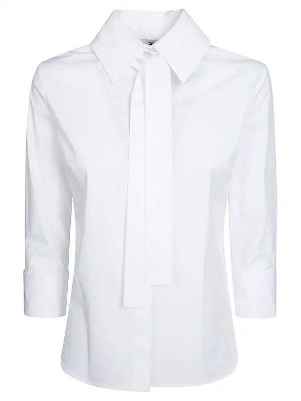Elisabetta Franchi Tailored Button-front Shirt With Tie Detail - Bianco