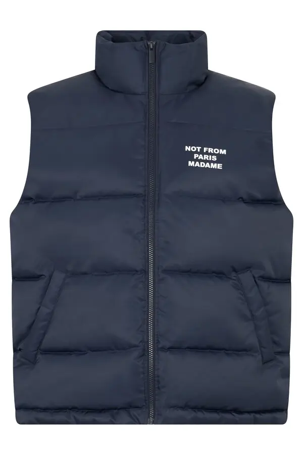 Drole De Monsieur Padded High Collar Gilet - Blue