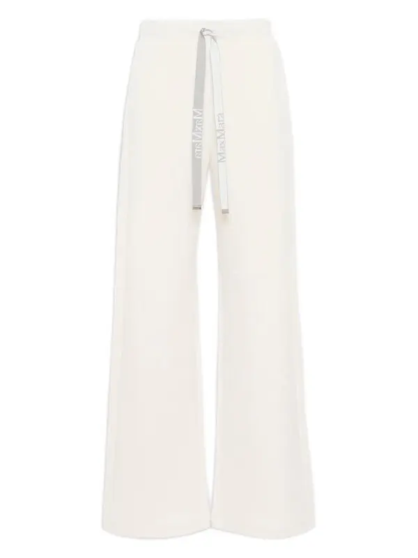 Max Mara Double Cotton T-shirt Trousers With Jacquard Drawstring - Bianco