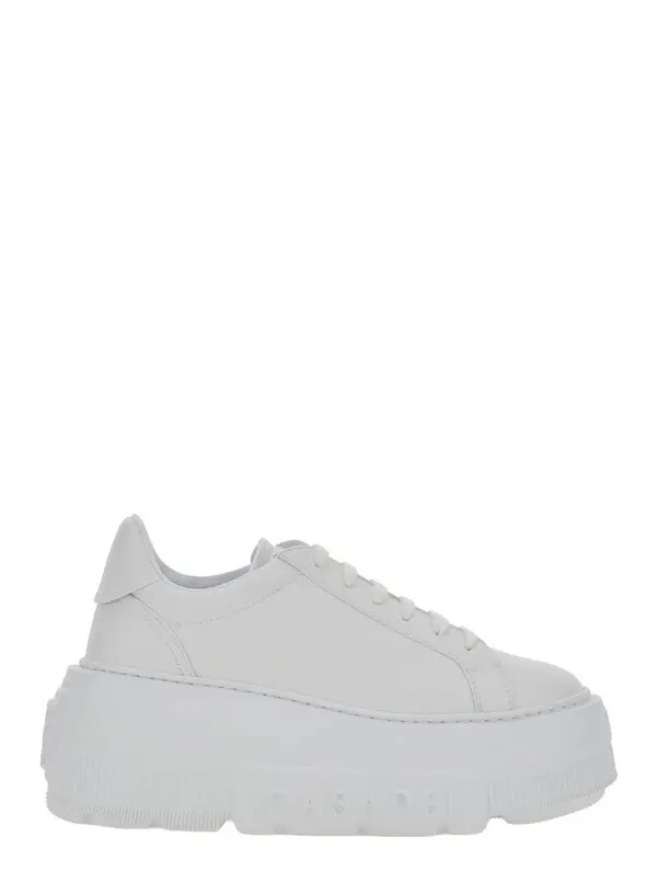 Casadei Leather Sneakers With Platform Heel - White