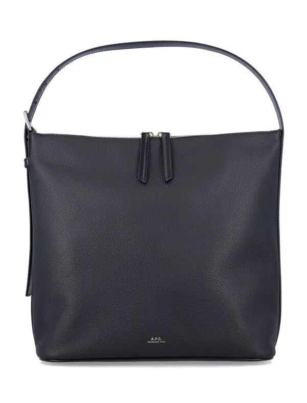 A.p.c. Vera Smooth Leather Shoulder Bag With Double Zip - Nero