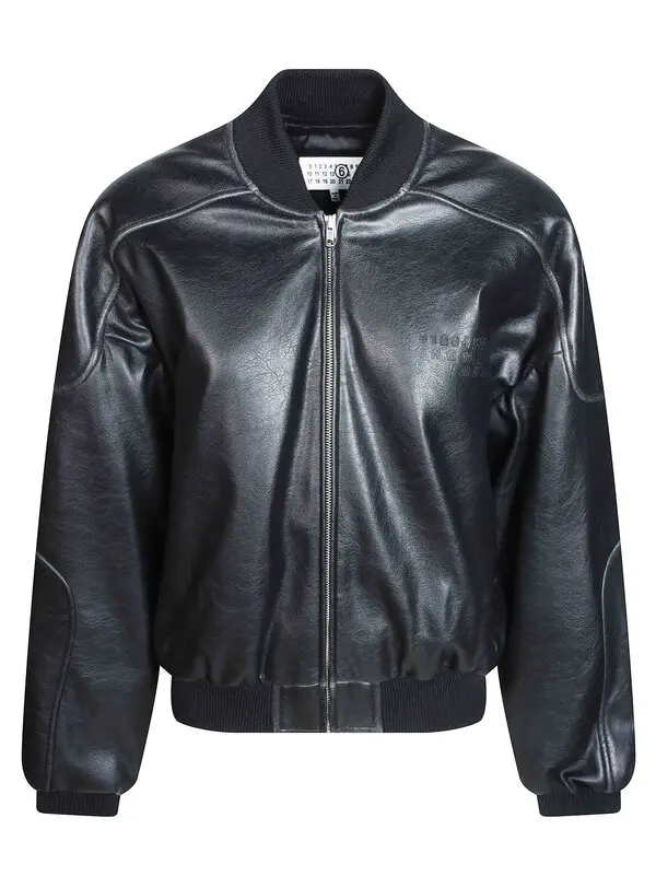 MAISON MARGIELA Bomber Jacket With Skin-inspired Finish - Nero