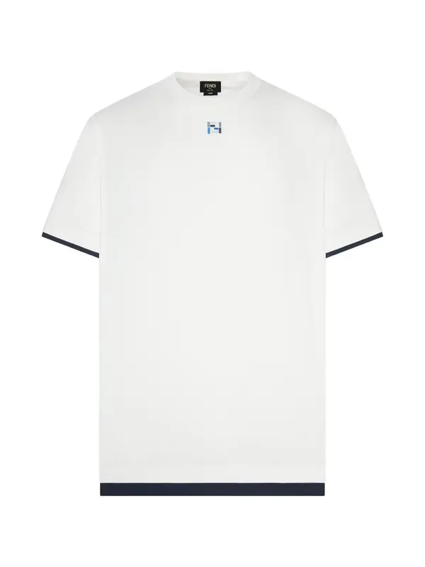 Fendi Oversized Crew Neck T-shirt With Snap-button Side Slits And Embroidered Ff Logo - Bianco