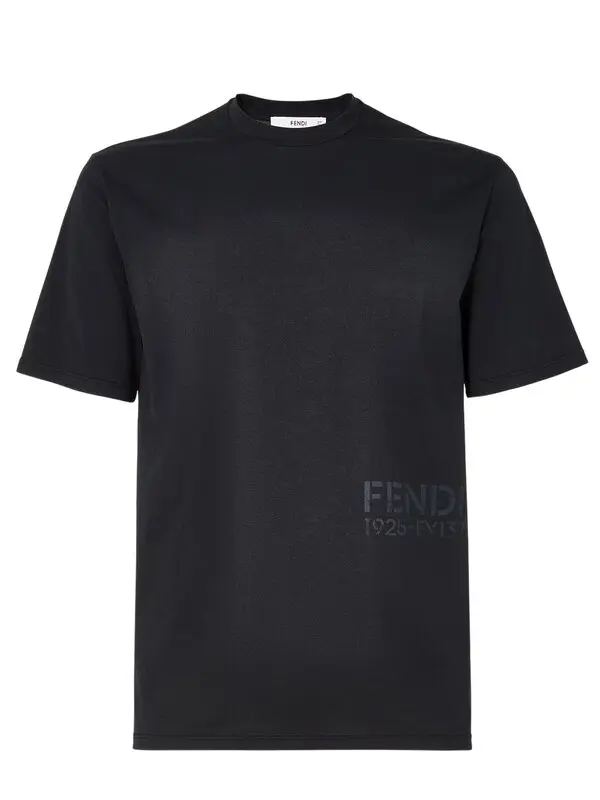 Fendi Regular-fit Cotton T-shirt With Stencil 1925 Graphic On Left Hem - Nero