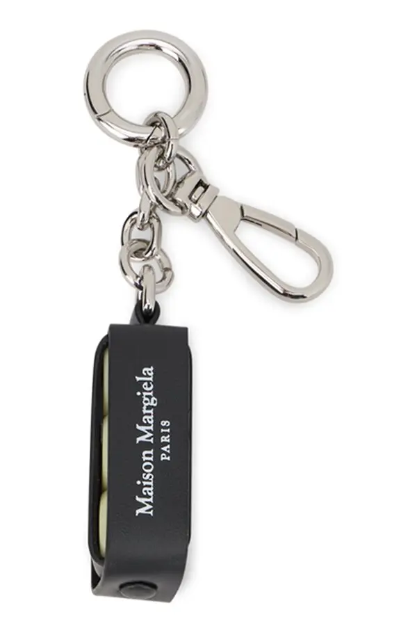 MAISON MARGIELA Mini Calfskin Keychain With Metal Ring - Black