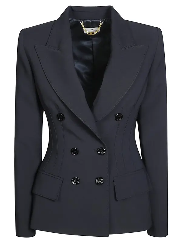 Elisabetta Franchi Double Breasted Tailored Jacket - Nero