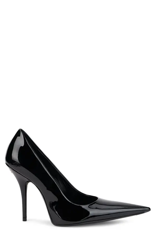 Balenciaga Style Pointed-toe Patent Leather Décolletés With High Heel - Black