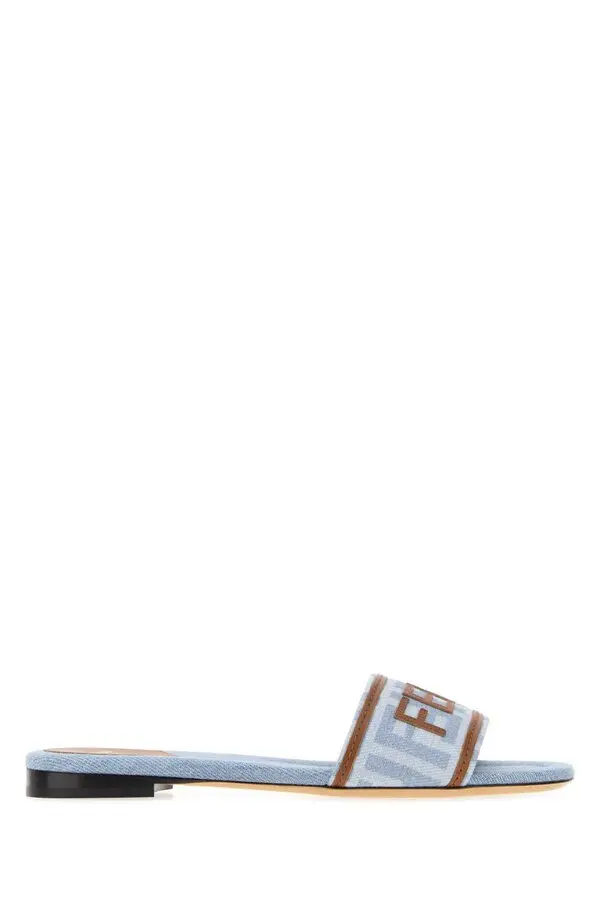 Fendi Sunshine Logo-patch Sandals - Denimcielo