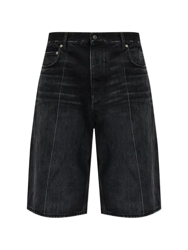 Balenciaga Panelled Distressed-finish Shorts - Black