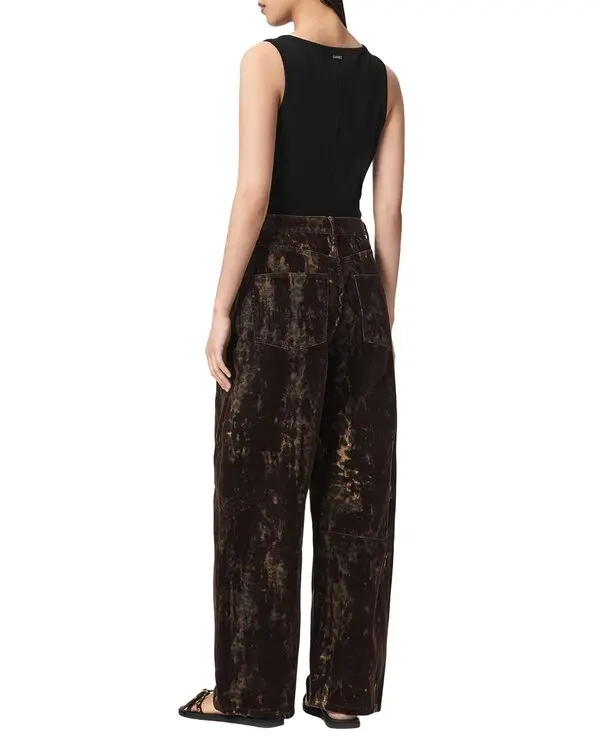 ALLSAINTS Jett Flock High Rise Barrel Jeans - Leppo Brown