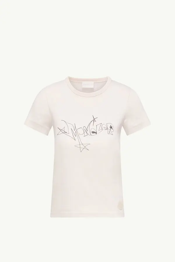 Moncler Printed Cotton Jersey T-shirt - White