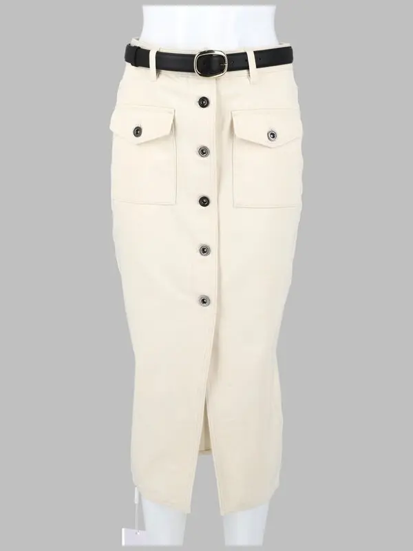SELF-PORTRAIT Midi Skirt With Button Details