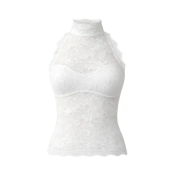 OW Selah Lace Halter Top - White