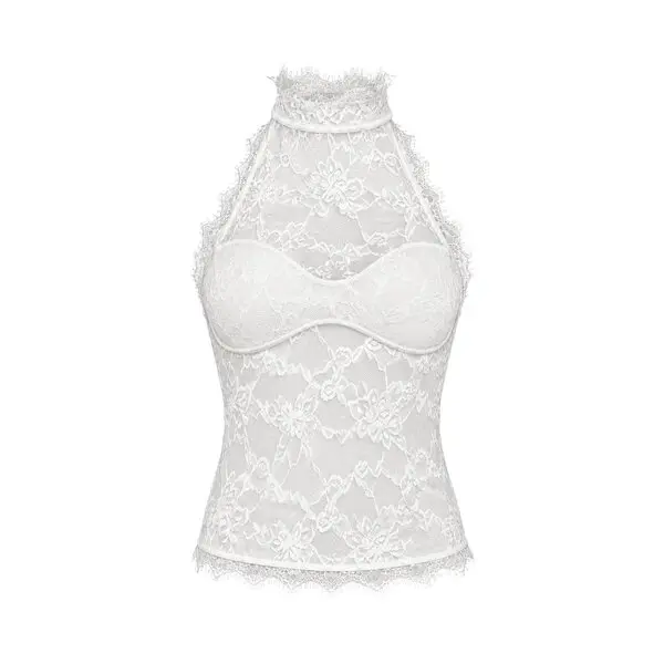 OW Selah Lace Halter Top - White