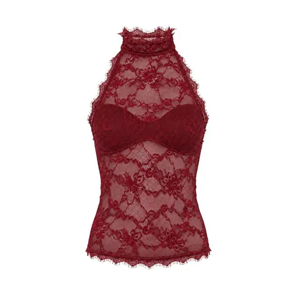 OW Selah Lace Halter Top - Red