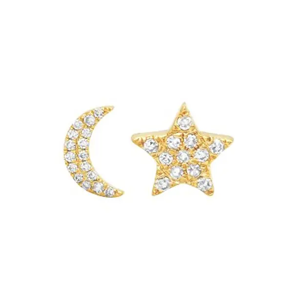 KAMARIA Diamond Star & Moon Stud Earrings - Gold